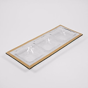 Annieglass Roman Antique Gold Three-Section Tray