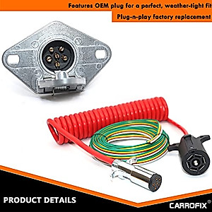 CARROFIX Universal 7 Pin to 6 Pin Wire RV Towed Vehicle Wiring Kit 8FT Coiled Cord Cable Trailer Harness Wiring Connector