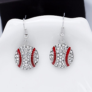 Baseball Earrings for Women Baseball Stud Earrings for Mom Rhinestone Baseball Jewelry Gifts