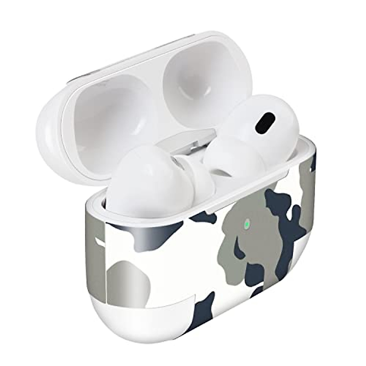IMMOENUC Compatible with Airpods Pro (2nd Generation) Skin Sticker,Protective,Durable,and Unique Vinyl Decal Wrap Cover for Airpods Pro 2(White Grey Camouflage)