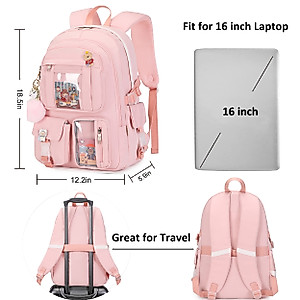 Laptop Backpacks 16 Inch School Bag with Lunch Box Set College Elementary Backpack Cute Lunch Bag Anti Theft Travel Daypack Large Bookbags for Teens Girls Women Kids Students (Pink- Dance Girls)