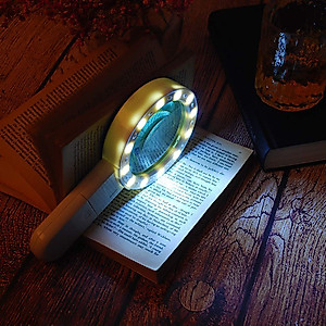 Magnifying Glass with Light, 30X Large Handheld Magnifying Glass 12 LED Illuminated Lighted Magnifier for Macular Degeneration, Seniors Reading, Soldering, Inspection, Coins, Jewelry, Exploring