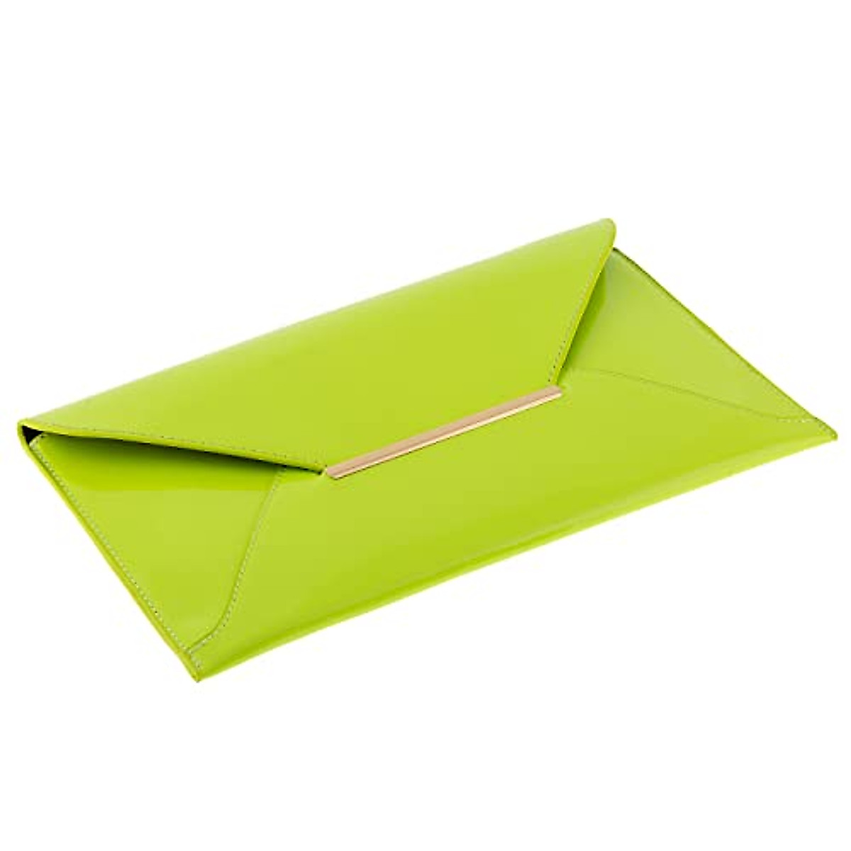 Faux Patent Leather Envelope Candy Clutch Bag, Lime