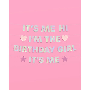 xo, Fetti Eras I'm The Birthday Girl Banner 5 Ft, Iridescent | Birthday Party Decoration, Bday Photo Booth Backdrop, Silver HBD Sign Supplies