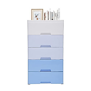 Eapmic Plastic Drawers Dresser,Storage Cabinet with 5 Drawers,Closet Drawers Tall Standing Dresser Bedside Furniture & Night Stand End Table Dresser for Office,Playroom,Bedroom Furniture