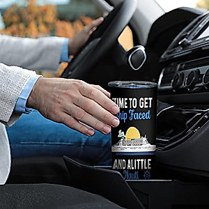 20 oz Water Bottles Cruising Coffee Mugs, Time To Get Ship Faced And A Little Nauti Stainless Steel Water Bottles with Straw Coffee Travel Mug 20 oz