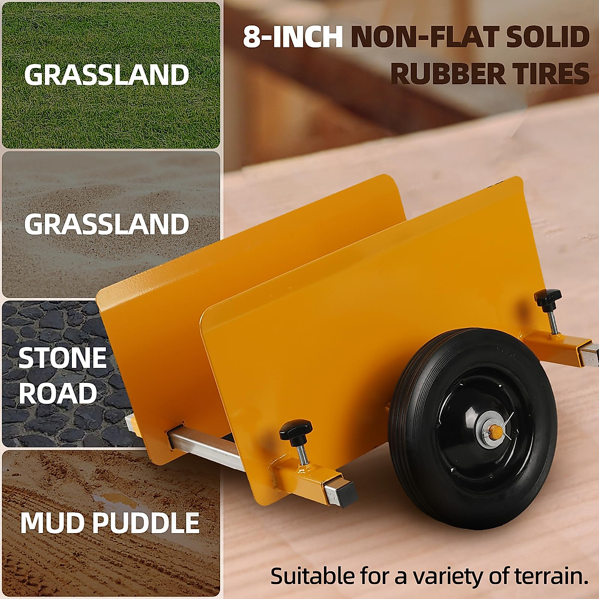 AR-PRO Heavy Duty Panel Dolly - 600LB Weight Capacity, Up to 9" Width Capacity with 8" Solid Rubber Wheels - Sturdy Adjustable Panel Cart for Panel Mover, Wood Mover, Drywall Mover and Door Dolly