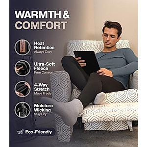 Thermajohn Mens Thermal Underwear Set Pants Long Johns Bottoms Thermal Leggings for Men Extreme Cold(Black, Charcoal, X-Large)