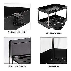 Multi-purpose Under Sink Organizer, Under Kitchen Sink Organizers and Storage Multi-purpose Under Bathroom Storage Basket, 2 Tier Cabinet Shelf Organizer for Bathroom Kitchen