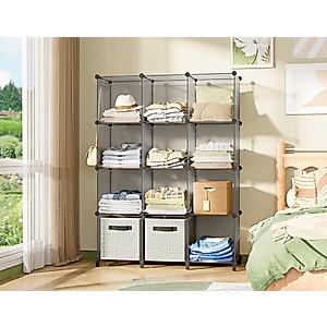 HOMIDEC Closet Organizer, 12-Cube Closet Organizers and Storage, Portable Closet Shelves, Clothing Storage (Grey)