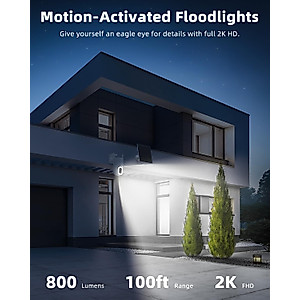 MUBVIEW Solar Security Cameras Wireless Outdoor, 2K Battery Powered Security Camera, Floodlight Camera with 800 Lumens Light & Siren, 360° PTZ, Color Night Vision, PIR Detection, 2.4GHz, IP66
