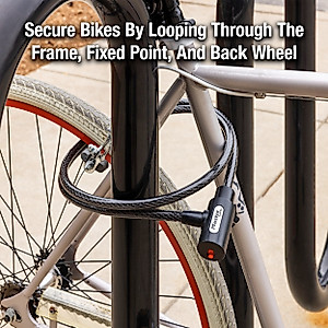 Master Lock 8364DCC Cable Bike Lock with Key, 5 ft. Long, Black