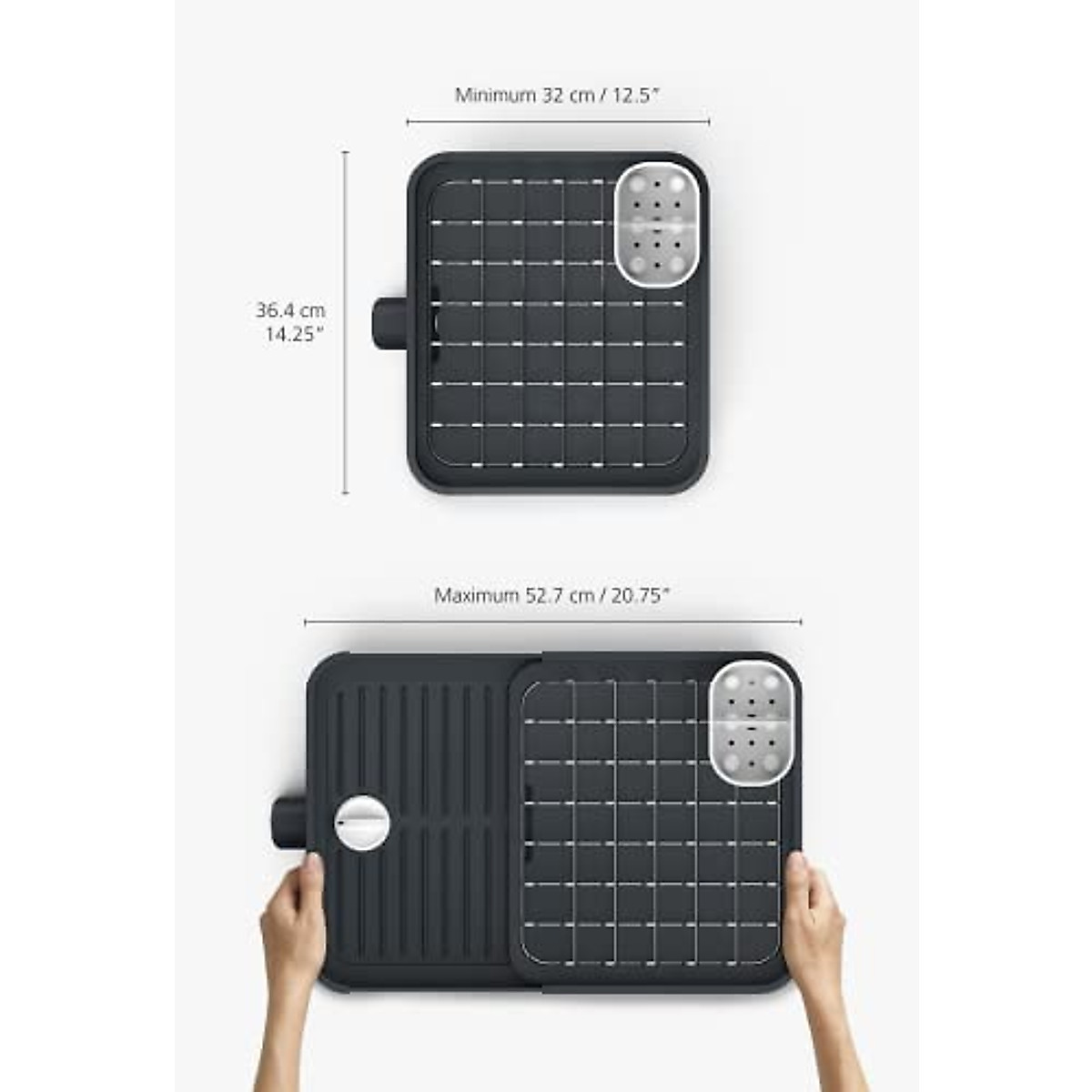 Joseph Joseph 85040 Extend Expandable Dish Drying Rack and Drainboard Set Foldaway Integrated Spout Drainer Removable Steel Rack and Cutlery Holder, Gray