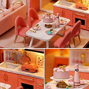 GuDoQi DIY Miniature Dollhouse Kit, Mini Dollhouse Kit with Furniture, Tiny House Kit Plus Dust Cover, DIY Miniature Kits, Gift for Birthday Easter Day, Sweet Angel