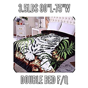 Hiyoko Faux Fur Throw Blanket Queen Size - White Tiger Blanket Faux Mink - Bed Blankets Queen Size