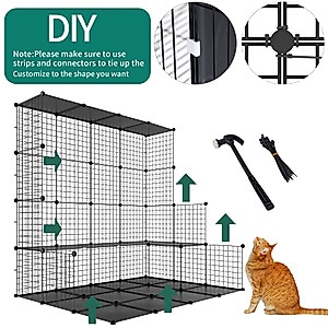 YITAHOME Cat Cage Indoor Large with Storage Cube DIY Outdoor Cat Enclosures Metal Cat Playpen with Hammock Platforms for 1-4 Cats 5 Tiers Cat Kennel Catio