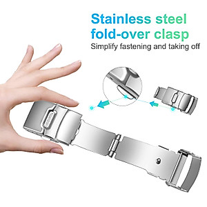 ULLCHRO Silicone Watch Strap Replacement Rubber Watch Band Waterproof Stripe Pattern - 16mm, 18mm, 20mm, 22mm, 24mm Watch Bracelet with Stainless Steel Deployment Buckle (16mm, Blue)