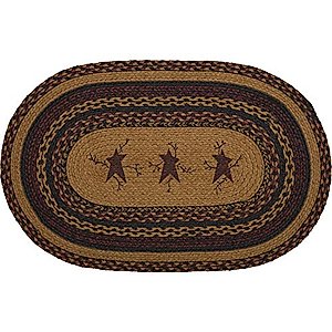 VHC Brands Heritage Farms Star and Pip Jute Oval Rug 20x30 Country Braided Flooring, Tan
