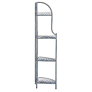 SAFAVIEH PAT5013C Outdoor Collection Abarrane Antique Blue Wrought Iron 4-Tier Corner Shelf
