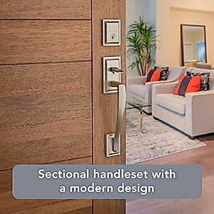 Baldwin Torrey Pines, Front Entry Handleset with Interior Lever, Featuring SmartKey Deadbolt Re-Key Technology and Microban Protection, in Satin Nickel