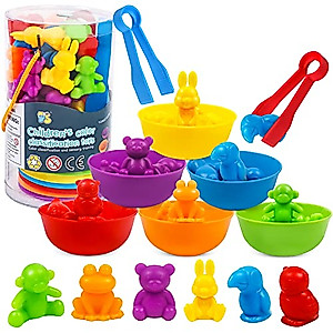 Counting Animal Matching Games Color Sorting Toys with Bowls Preschool Learning Activities for Math Educational Sensory Training Montessori STEM Toy Sets Gift for Toddlers Kids Boys Girls Ages 3 4 5 6