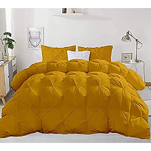 All-Season Comforter Queen / Full (1PC) Size Gold 1 Piece Quiled Pinch Pleated Comforter 1000 TC Cotton (Comforter Cover Not Included)