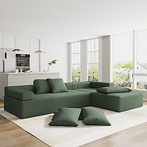 108” Modular Sectional Sofa Couch, L-Shape Upholstered Cloud Couch, Modular L-Shape Sofa Couch with Chaise,Modern Minimalist Couches for Living Room, Free Combination Deep Seat Corner Couch