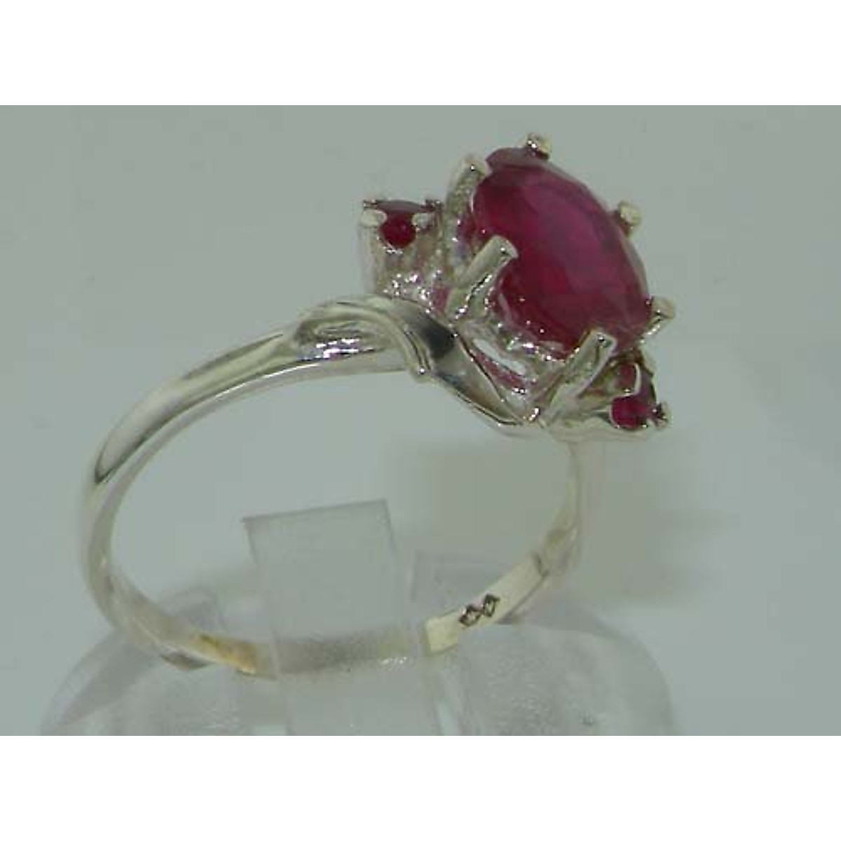 925 Sterling Silver Natural Ruby Womens Trilogy Ring - Sizes 4 to 12 Available
