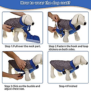 Dog Winter Coat Warm Dog Clothes for Cold Weather Pet Reflective Jacket with Collar, Leash Ring, Adjustable Buckle for Small Medium Large Dogs