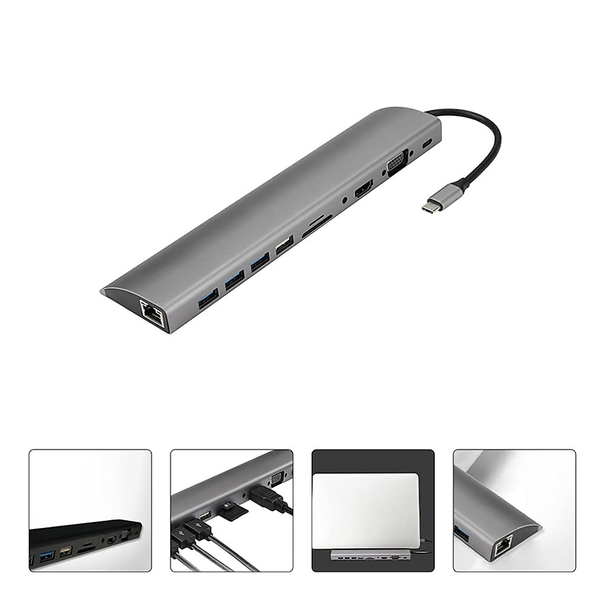 OSALADI USB Hub USB Hub USB Hub USB Hub USB Hub USB Hub USB Hubs Aluminium Alloy Computer Converter Type- c Hub 11- in- 1 Hub Dock Station USB Docking Station Adapter