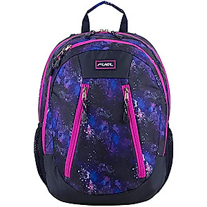 FUEL Active Backpack, Navy Blue/Pink Trim/Galaxy Print