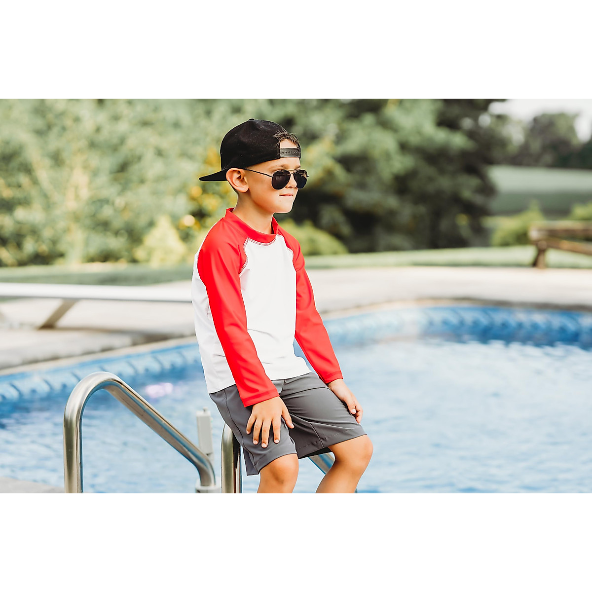 Made in USA Baby Boys and Girls Solid Rashguard Swimming Tee Shirt Rash Guard SPF UPF Sun Protection for Summer Beach Pool and Play, Bright Lt. Blue, 12-18 mon, L/S