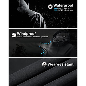 33,000ft Women's Waterproof Softshell Long Rain Jacket with Hood Fleece Lined Windproof Windbreaker