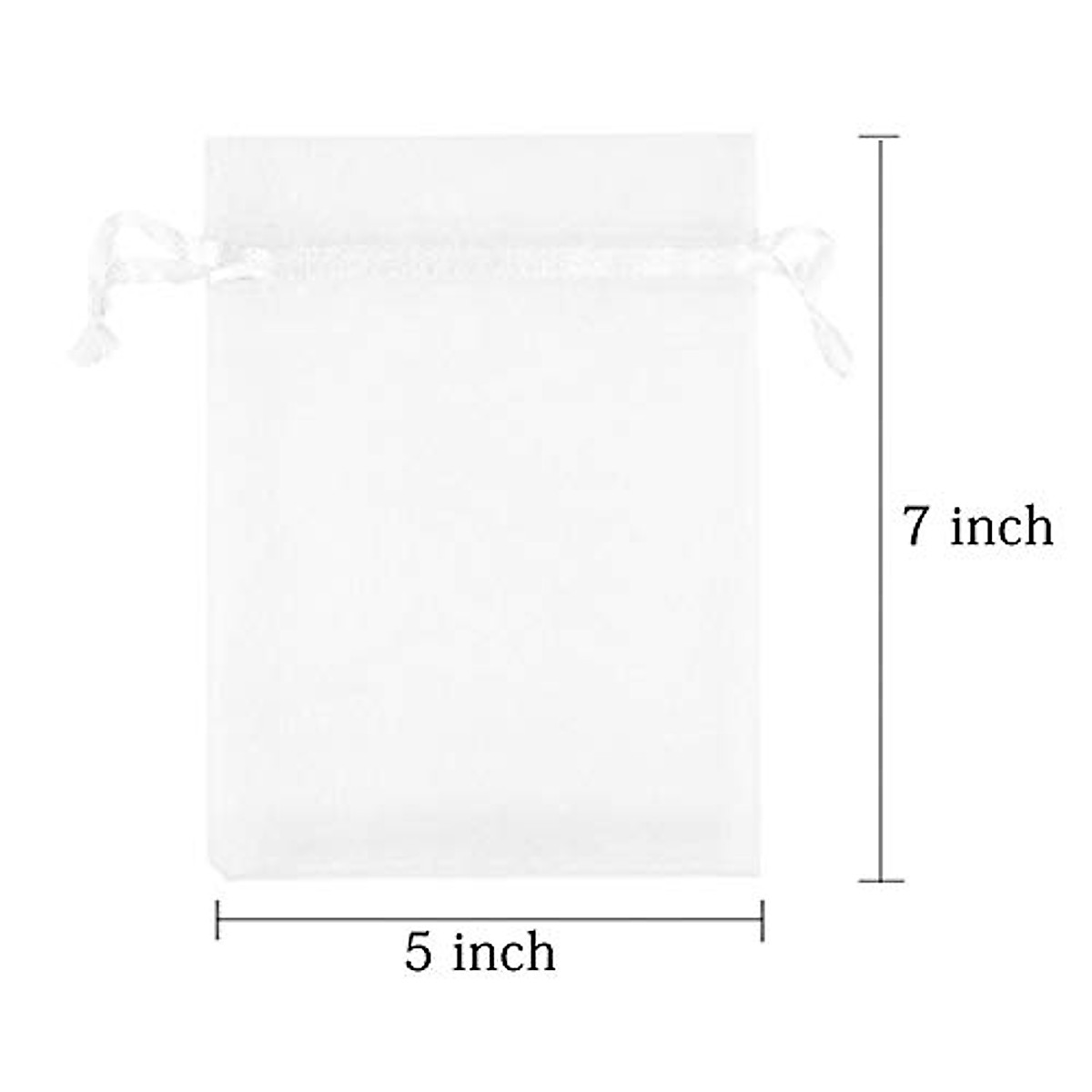 50 Pcs 5x7 inch Gift Wrap Bags, Organza Sheer Clear Tulle Fabric, White Drawstring Sachet for Baby Shower Favor, Birthday Party Favor, Bachelorette Party, Girls Graduation,Small Votive Candles,Marble