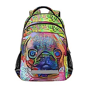 ALAZA Pug Dog Puppy Print Modern Art Backpack Purse for Women Men Personalized Laptop Notebook Tablet School Bag Stylish Casual Daypack, 13 14 15.6 inch