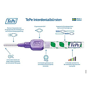 TePe Interdental Brushes 1.1mm Purple - 1 Packets of 8 (8 Brushes) by TePe