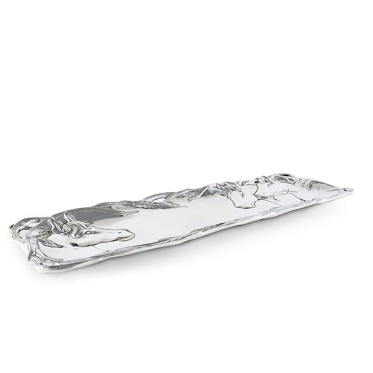 Arthur Court Designs Aluminum Horse Equestrian Oblong Tray 19 inch x 6 inch