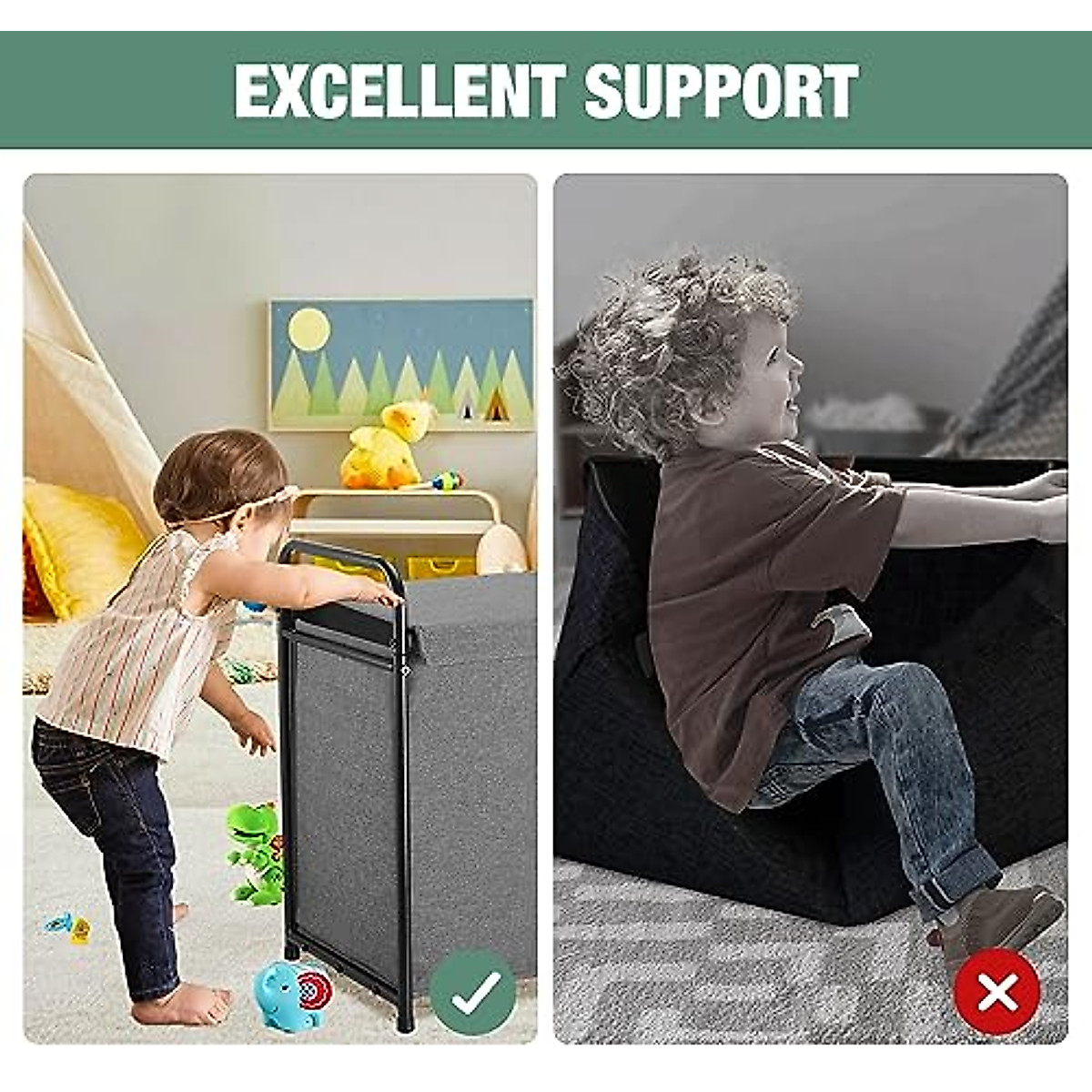 HOUSE AGAIN Kids Toy Box With Lid Toy Chest - Large Toy Chest for Kids Girls Boys, Playhouse Nursery Bedroom 26.26" L x 21.10" H x 13.00" W