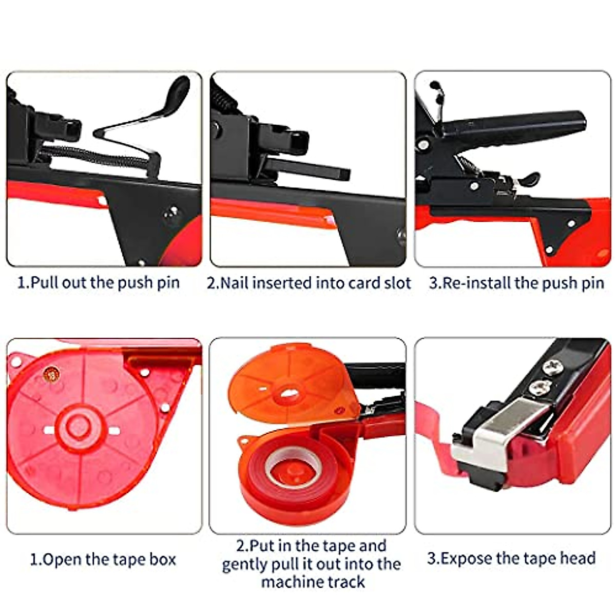 Plant Tying Machine,Plant Vine Tying Machine Tool with 10000pcs Staples 20 Rolls Tape Plant Tape Gun for Grapes,Raspberries,Tomatoes,and Vining Vegetables Tying Tool （Black）