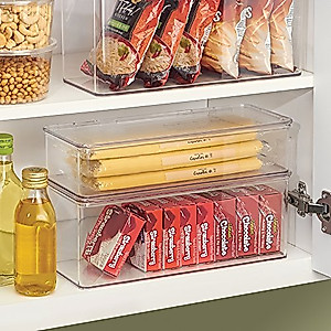 iDesign Modern Clear Rectangular Stackable Shatterproof BPA Free Plastic Kitchen Storage Box, 14 x 34 x 12.5 cm
