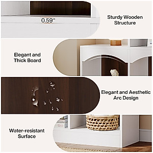 Tribesigns 9 Cubes Bookshelf, Modern 9-Cube Stepped Etagere Bookcase, L-Shaped Ladder Corner Open Bookshelf, Wood Storage Display Shelf for Living Room Home Office, White