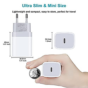 USB C Adapter, European Plug Adapter, 2-Pack Fast 20W Europe Travel Plug Power Adapter Type C Wall Chargers for iPhone 14 13 12 11 Pro Max XR XS X 8 7 6,Samsung Galaxy S22 S21 A13, iPad, Google Pixel