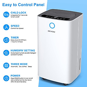 SEAVON 30 Pint Dehumidifiers for 2000 Sq. Ft Home Basement with Drain Hose, Dehumidifier with Auto and Manual Drainage,12 Hours Timer, Child Lock, Dry Clothes, Intelligent Humidity Control for Bedroom
