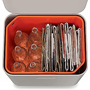 Joseph Joseph Totem Max 60 liter Waste Separation and Recycling Kitchen Trash Can with Odor filter and removable food waste caddy, Stone