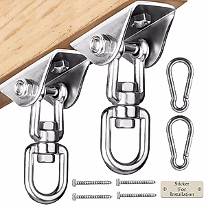Aisto Heavy Duty Swing Hangers for Wooden Sets 2000 LB Capacity Hammock Hanger 360 Swivel Stainless Steel Swing Hardware Accessories 2 Packs for Porch Playground Yoga Heavy Bag