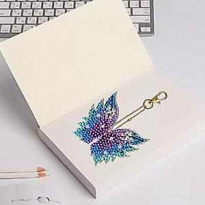 LUSandy 6pcs DIY 5D Colorful Angel Wings Diamond Painting Keychain Kits for Adults Double Sided Special Shape Angel Wings Diamond Art Key Chain Key Ring Set for Backpack Shoulder Bag Accessories