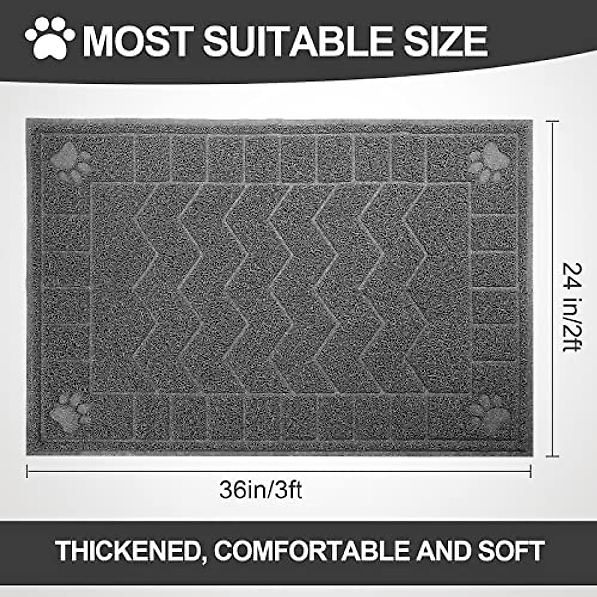 Motsamla Cat Litter Mat, Litter Trapping Mat Soft on Kitty Paws, 35" x 24" Kitten Litter Box Mat for Cleaner Floors, Waterproof, Easy Clean, Durable Large Size Cat Litter Pad for Kitten.