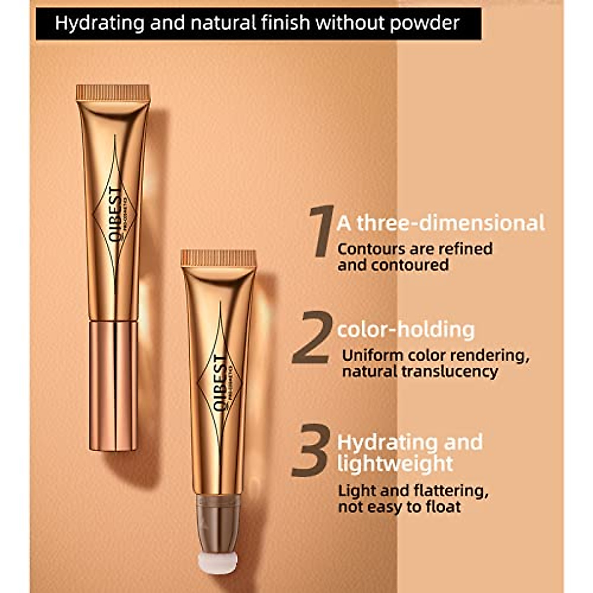 Petansy Contour Beauty Wand, Liquid Face Concealer Contouring and Highlighter with Cushion Applicator, Shading Bronzer Stick Natural Matte Finish, Lightweight Blendable Super Silky Cream Contour Stick