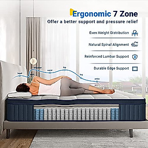 Avenco California King Mattress, 12 Inch Hybrid Mattress California King Size with Pocket Innerspring and Latex Memory Foam, Medium Firm Mattress California King in a Box, Motion Isolation