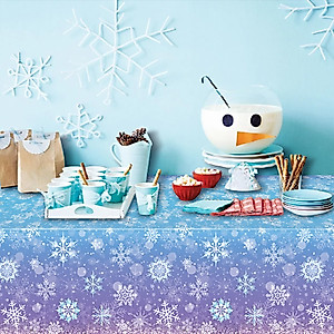 3 Pack Winter Snowflake Plastic Tablecloth Decorations, Blue and Purple Snowflake Winter Wonderland Disposable Table Cover for Christmas Winter Holiday New Year Party Supplies Decorations, 54x108 Inch